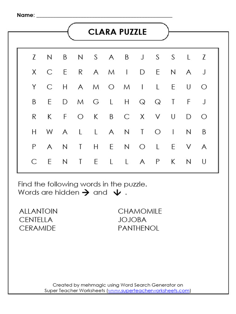 Super Teacher Worksheets CLARA PUZZLE | PDF | Word Search | Puzzles