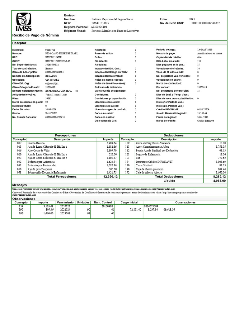 Hoja Imss | PDF | Finanzas y dinero