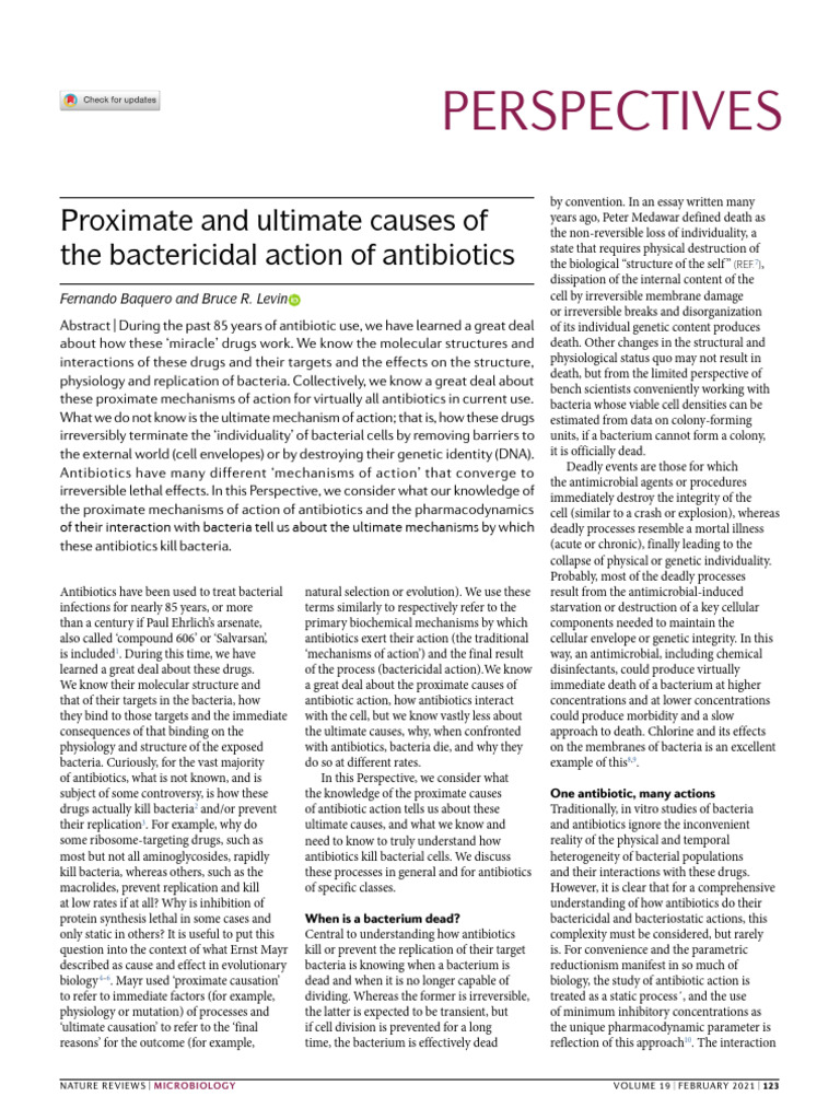 Proximate and Ultimate Causes of | PDF | Bacteria | Reactive Oxygen Species