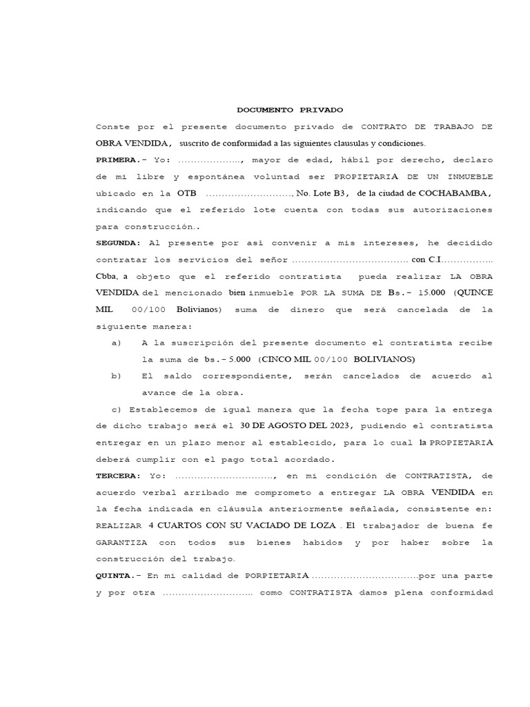 Contrato de Construcción | PDF