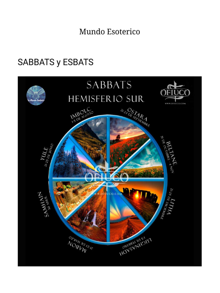 SABBATS y ESBATS - Mundo Esoterico | PDF | Ciencias sociales | Historia
