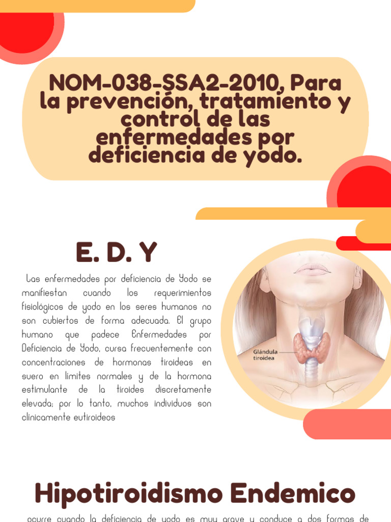 NOM-038-SSA2-2010, Para la prevención, tratamiento y control de las enfermedades por deficiencia ...