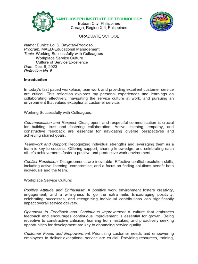 Reflection 5 | PDF | Empowerment | Learning