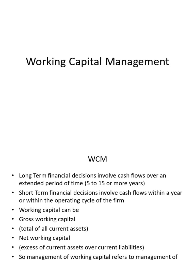 Working Capital Management ppt-1 | PDF | Working Capital | Inventory