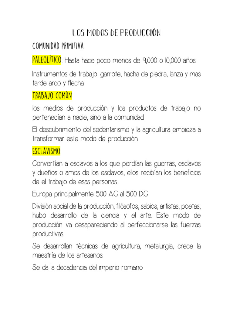 Clase 8 Los Modos de Producción | PDF | Feudalismo | Economias