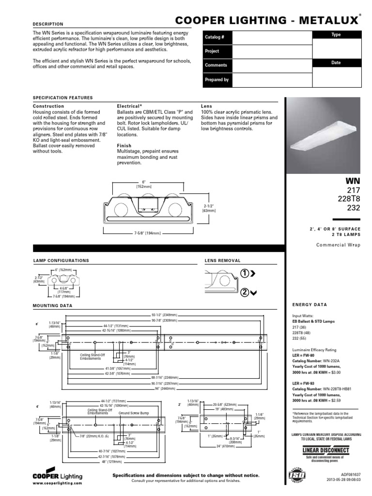 Metalux Wn232a | PDF | Electrical Equipment | Electrical Components