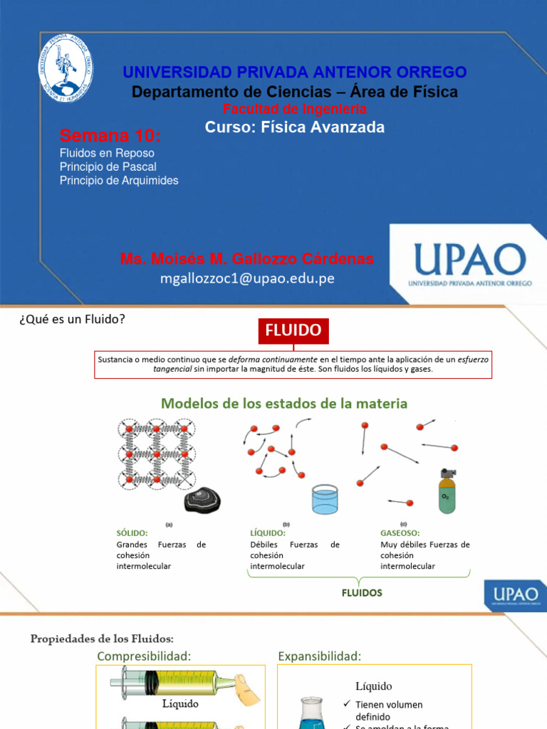 Estática de Fluidos | PDF | Presión | Gases