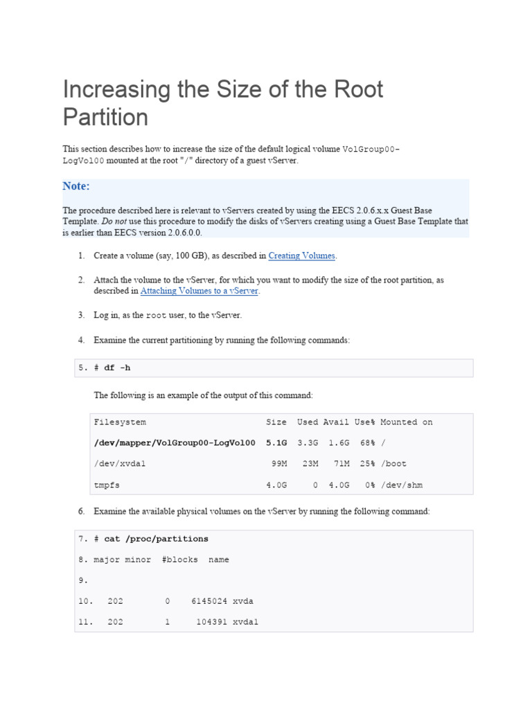 Increasing the Size of the Root Partition | PDF | File System | Operating System Technology