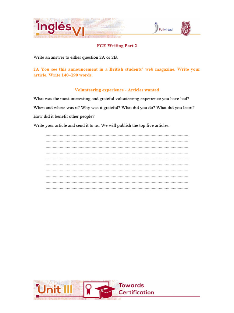 B) Part 2. Situationally Based Writing Task | PDF