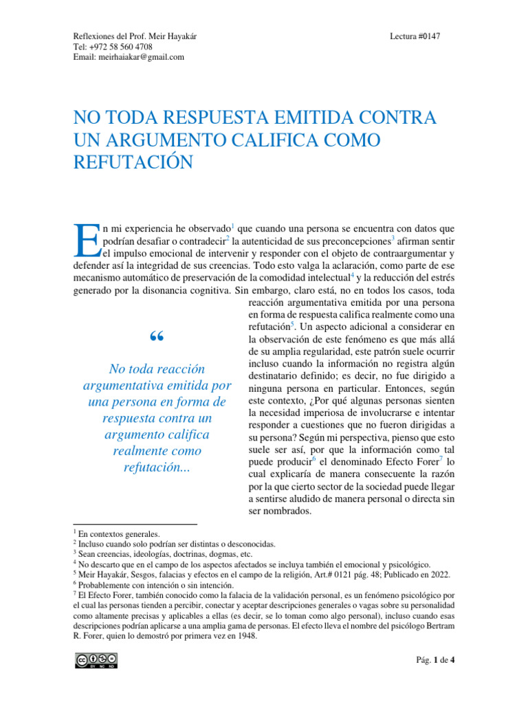 Requisitos para una Refutación Efectiva | PDF | Argumento | Cognición