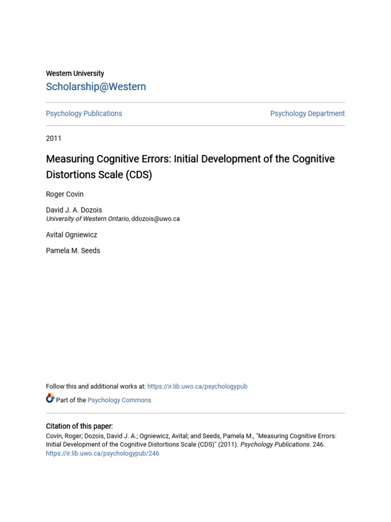 Measuring Cognitive Errors - Initial Development of The Cognitive ...