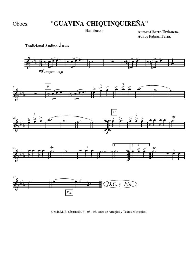 Andean Bambuco Sheet Music | PDF