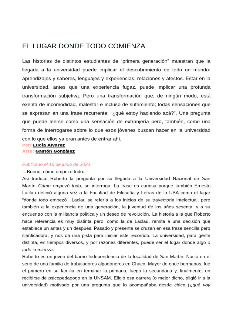 Ensayo Donde Todo Comienza | PDF | Experiencia | Socialización