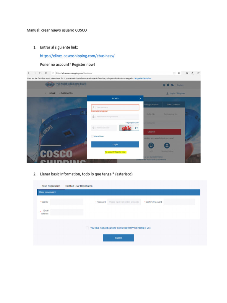 Manual para Generar Usuario Cosco | PDF