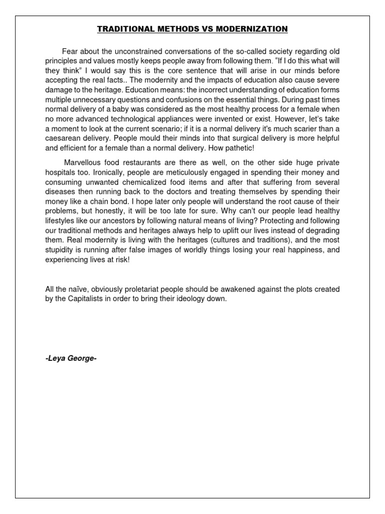 Tradition vs Modernization | PDF