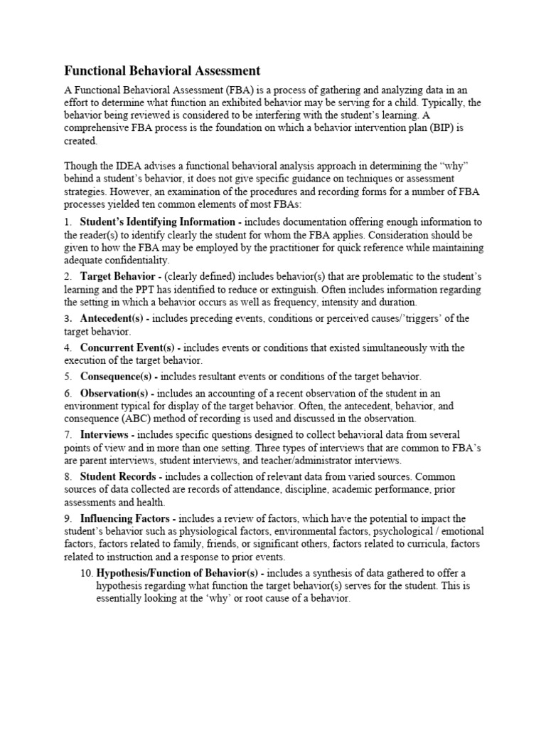 Functional Behavioural Analysis Download Free Pdf Behavior
