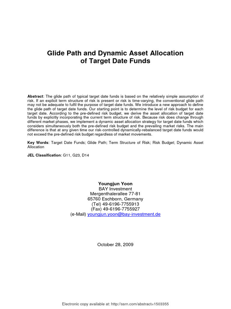 Glide Path and Dynamic Asset Allocation of Target Date Funds | PDF ...