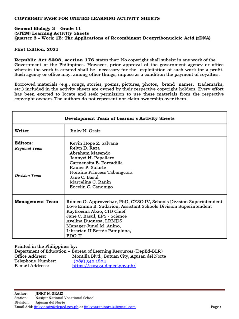 GB2 - Q3 - Week 1b | PDF | Recombinant Dna | Genetically Modified Organism