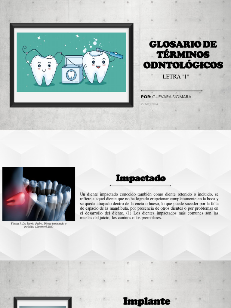 Glosario de Terminos Odontológicos Letra I | PDF | Odontología | Diente