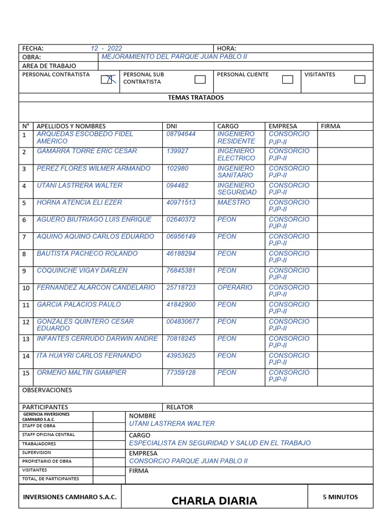 Formato Charla | PDF