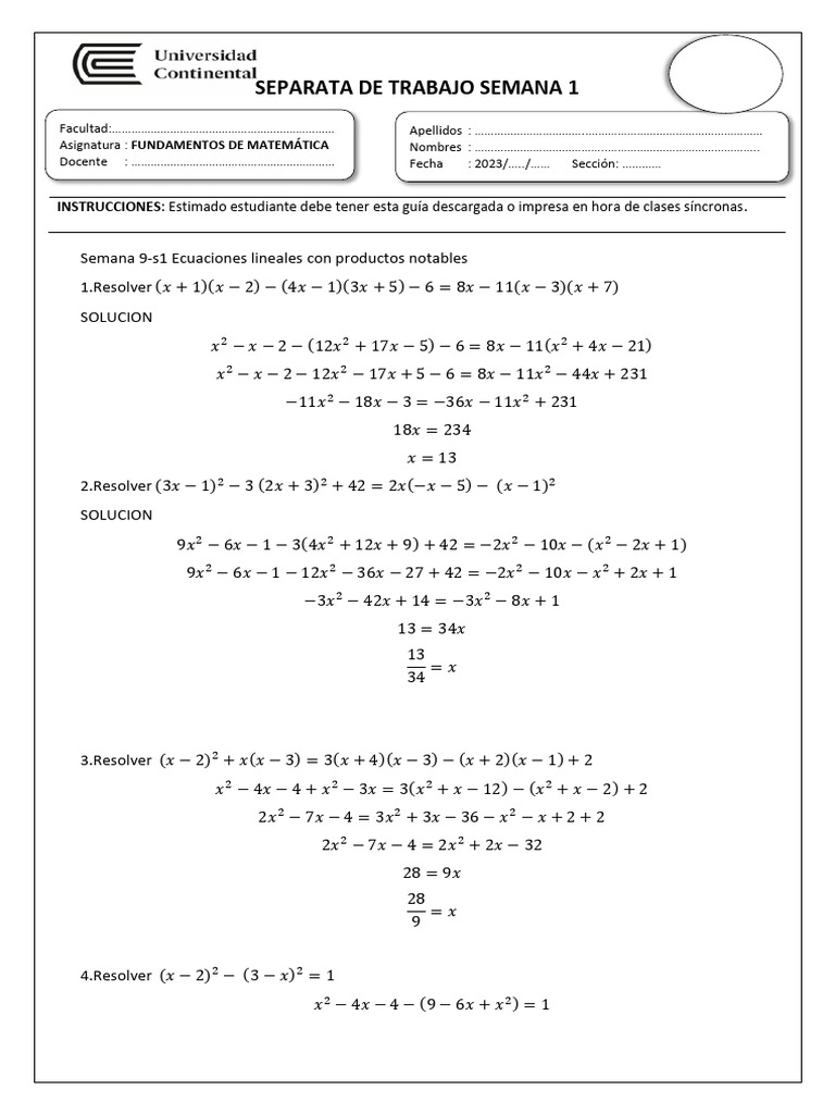 Separata S 09 Solucion | PDF