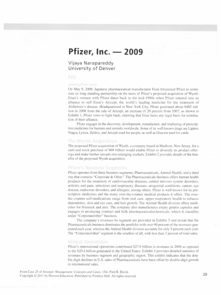 Pfizer Case Study | PDF | Pfizer | Pharmaceutical Drug