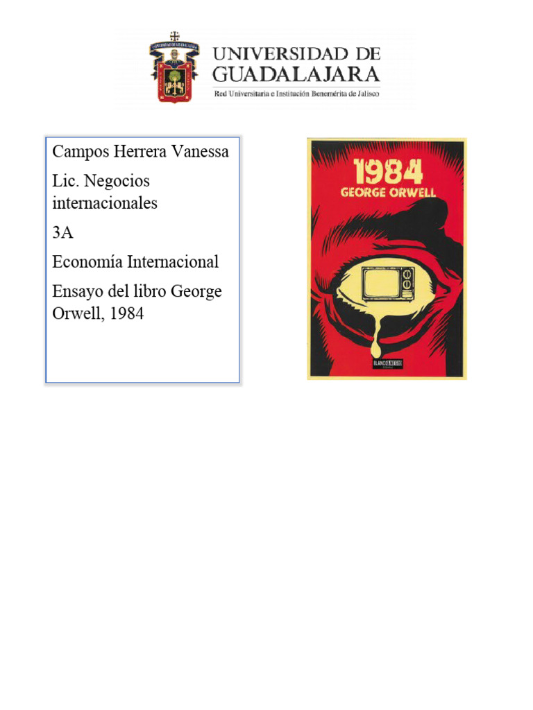 1984 Ensayo | PDF | Totalitarismo | George Orwell