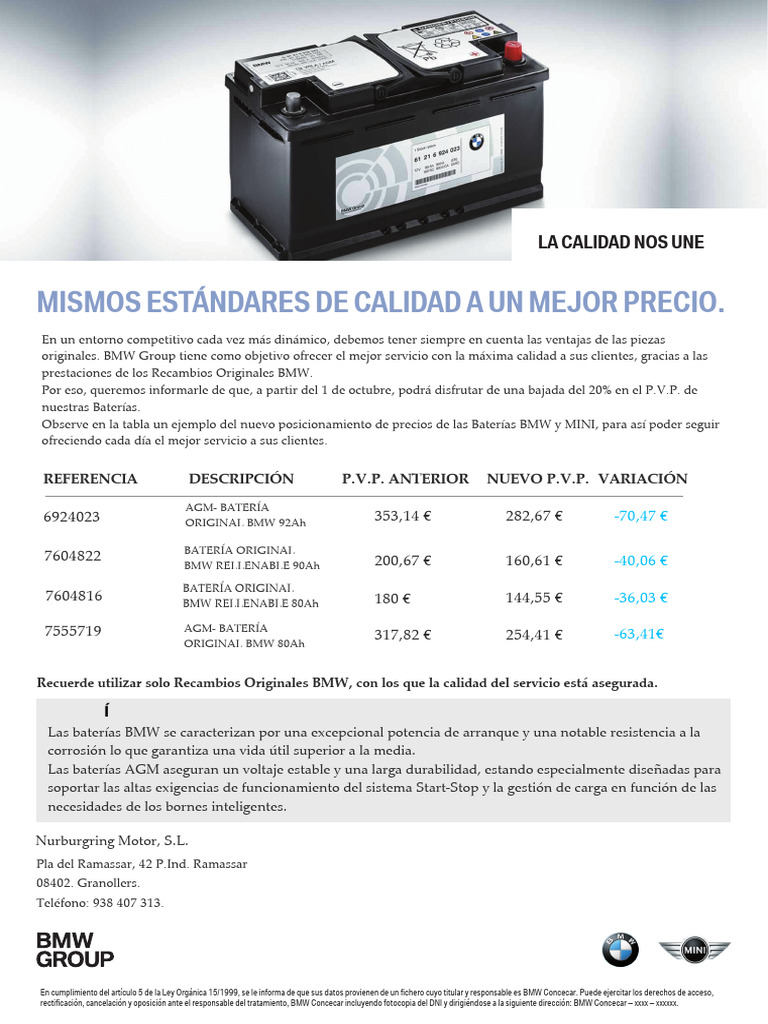 PROMOCIO 3r TRIMESTRE 2015 BMW BATERIES | PDF