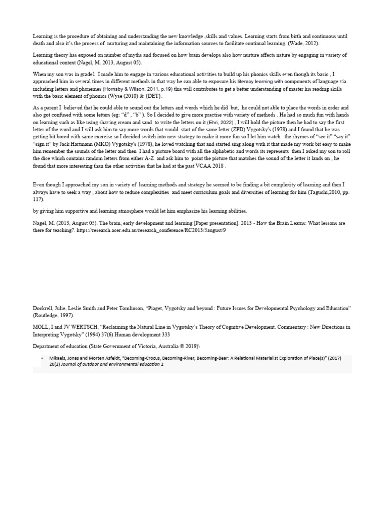 Edu10004 Story of Learning | PDF | Phonics | Learning