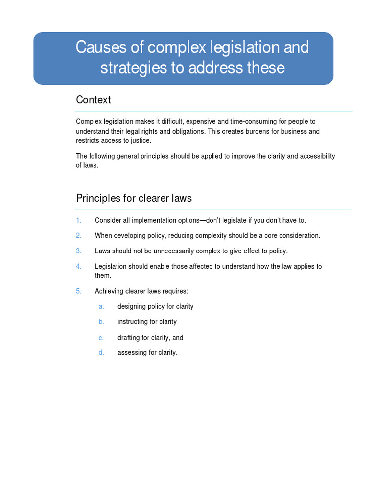 Causes of Complex Legislation and Strategies To Address These | PDF ...