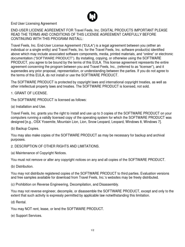 End User Licensing Agreement | PDF | License | Civil Law (Legal System)