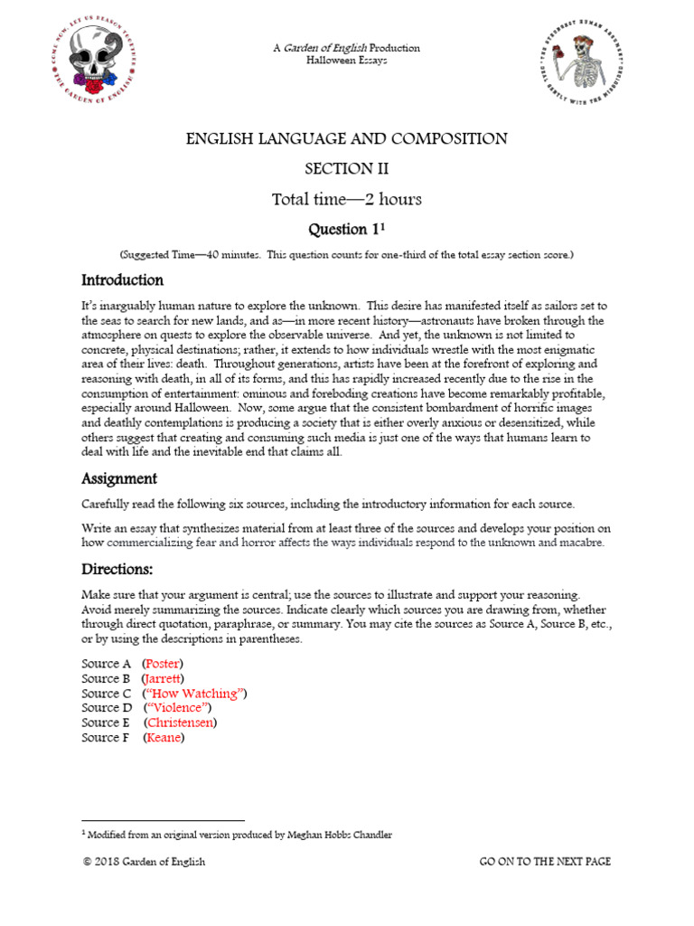 Ap Lang 1 | PDF | The Raven | Violence