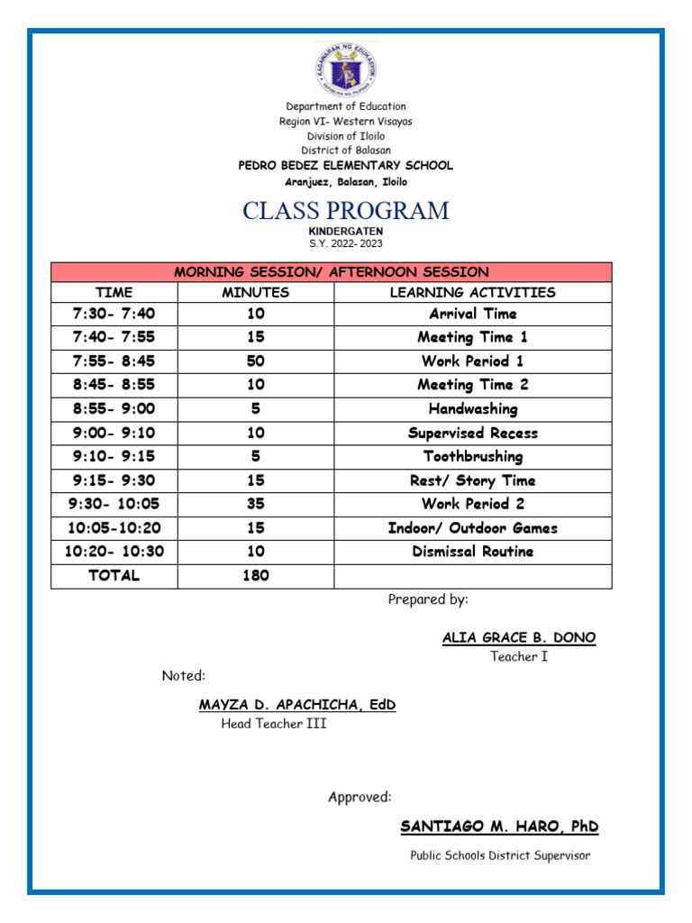 CLASS PROGRAM 2020-2021 aling | PDF