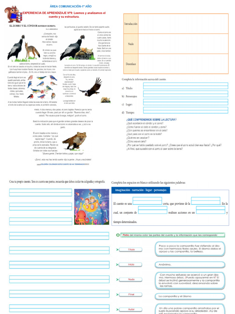 Ficha 1 El Cuento Y Su Estructura Pdf