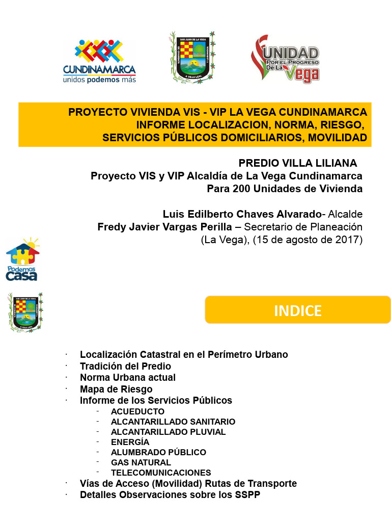 Proyecto VIS-VIP en La Vega: Informe | PDF | Alcantarillado ...