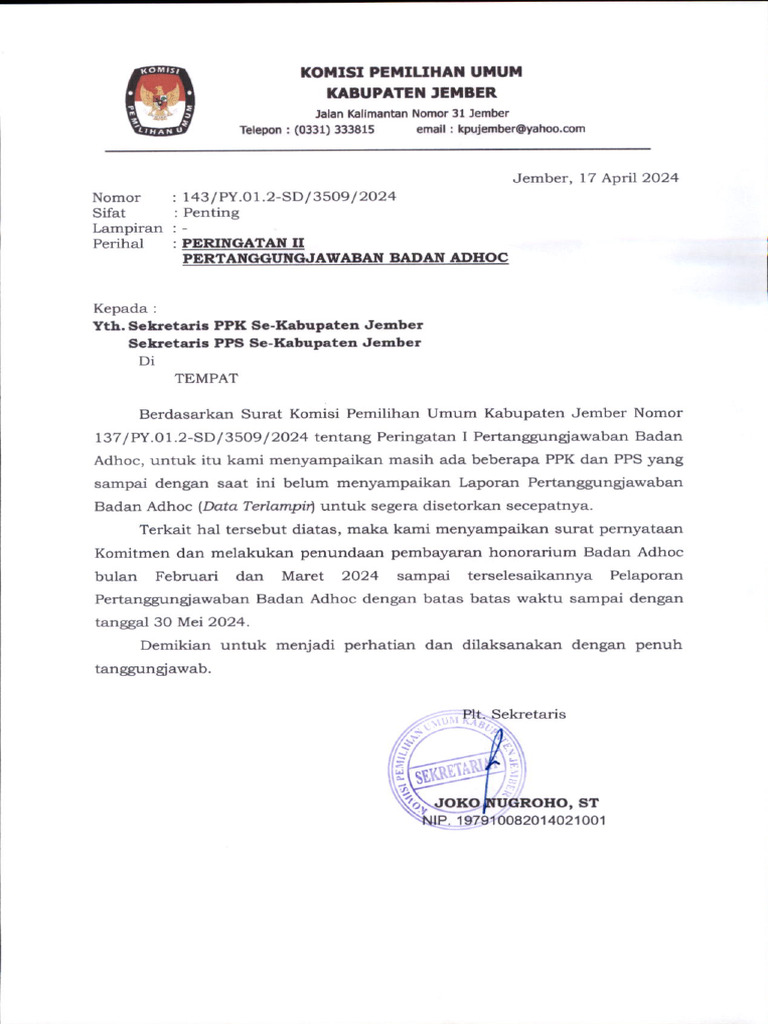 Surat Peringatan Ke 2 | PDF