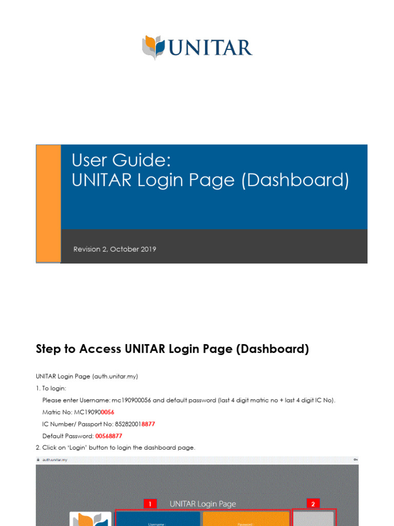 Unitar Dashboard Manuals | PDF | Password | Login