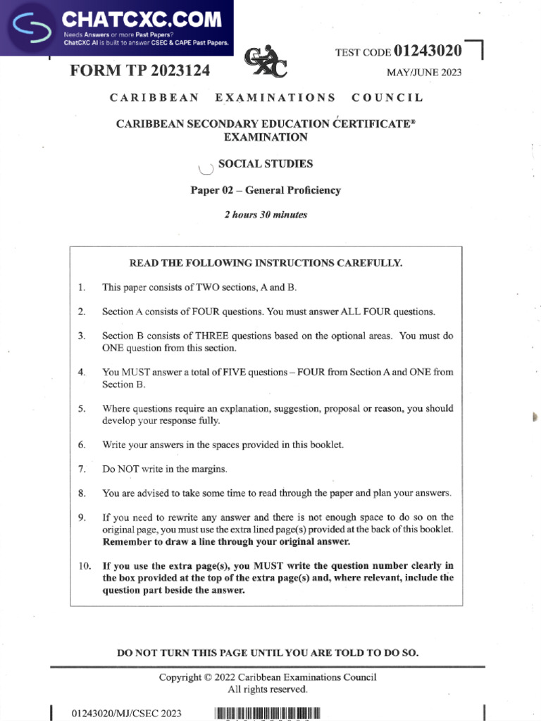 ChatCXC - Everything For CSEC and CAPE. | PDF
