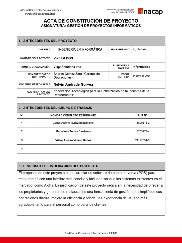 U1 ES2 Plantillas Acta de Constitucion de Proyecto | PDF | Software | Ingeniería de software