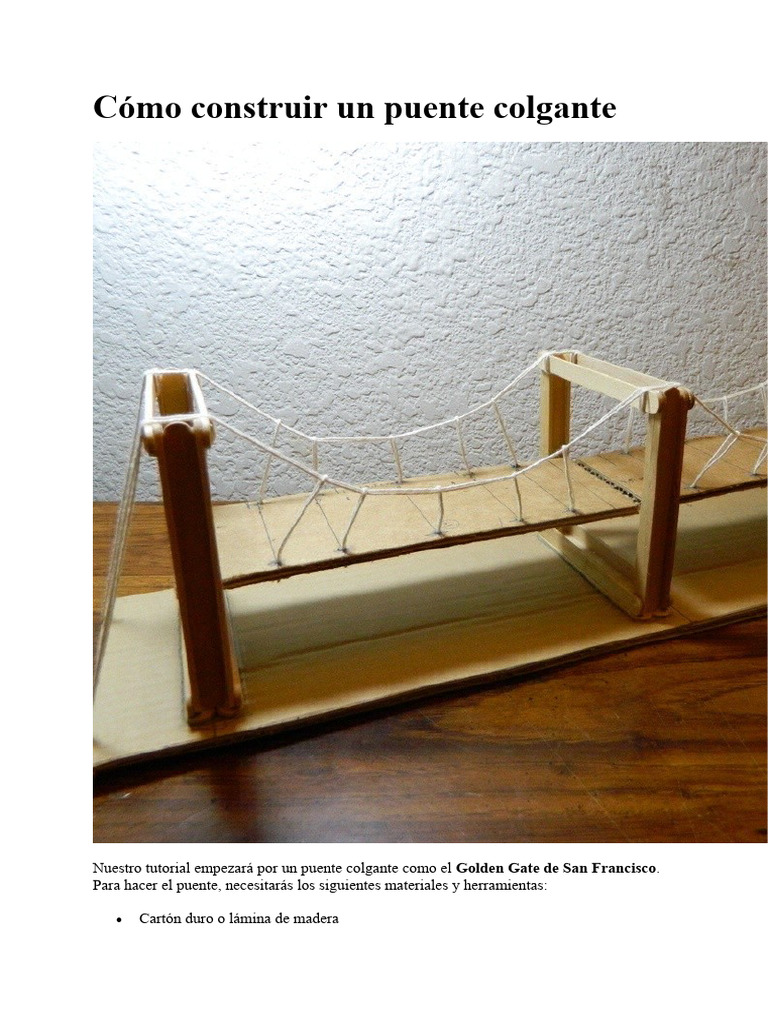Cómo construir un puente colgante | PDF | Puente