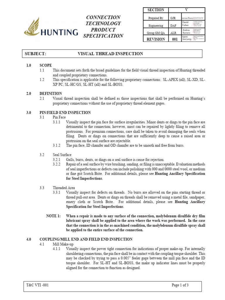 Visual Thread Inspection TC Vti-001 Secured | PDF | Materials