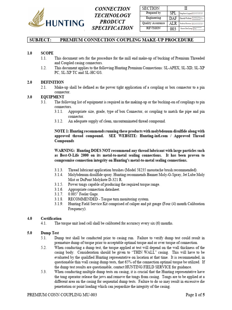 Premium Conn Coupling Mu-003 | PDF | Mechanical Engineering