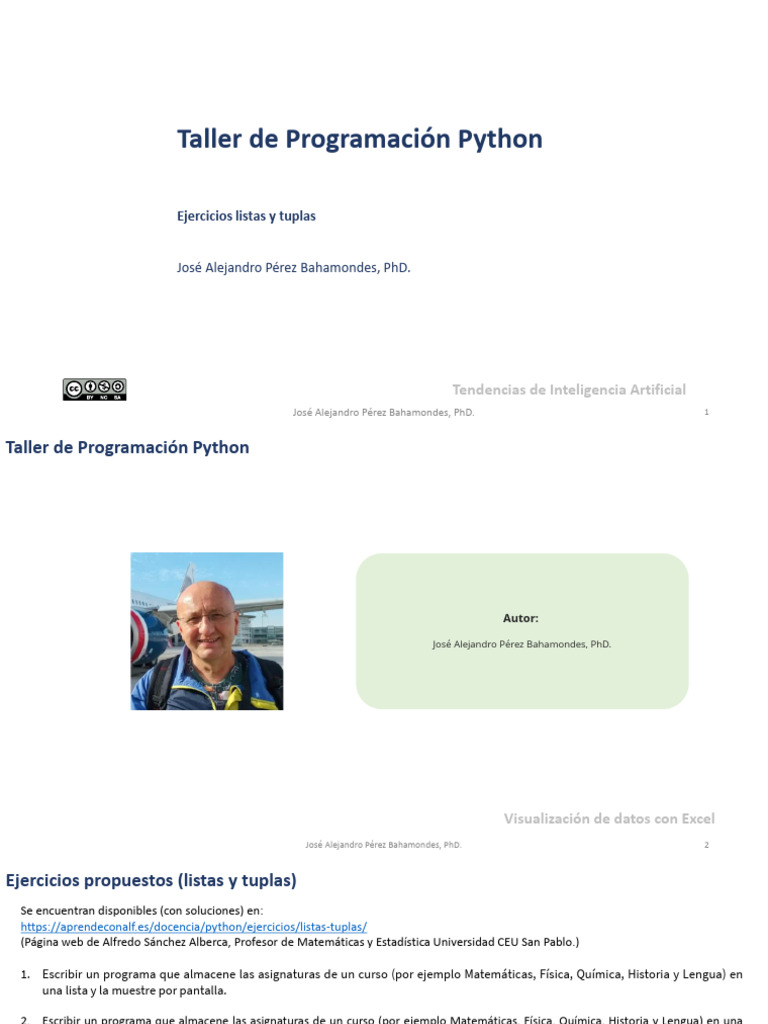 Taller de Programación 005 Ejercicios Listas y Tuplas | PDF | Python (lenguaje de programación)