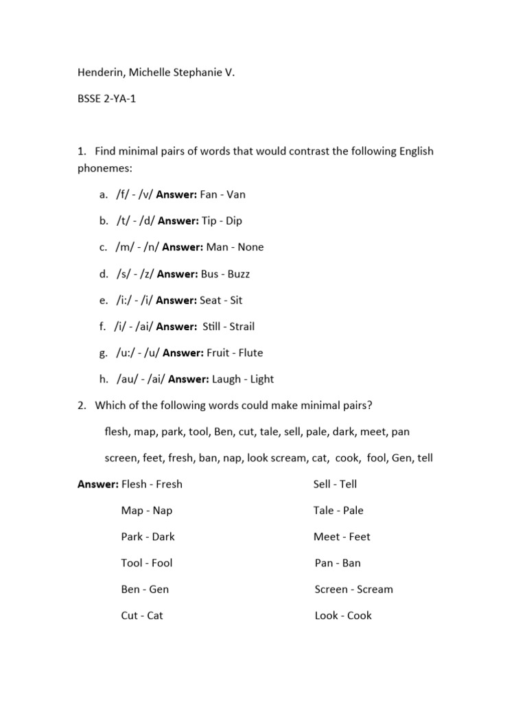 Minimal Pairs and Phoneme Concepts | PDF | Language Arts & Discipline