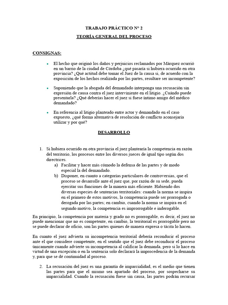 TP2 Teoríadelproceso | PDF | Demanda judicial | Mediación