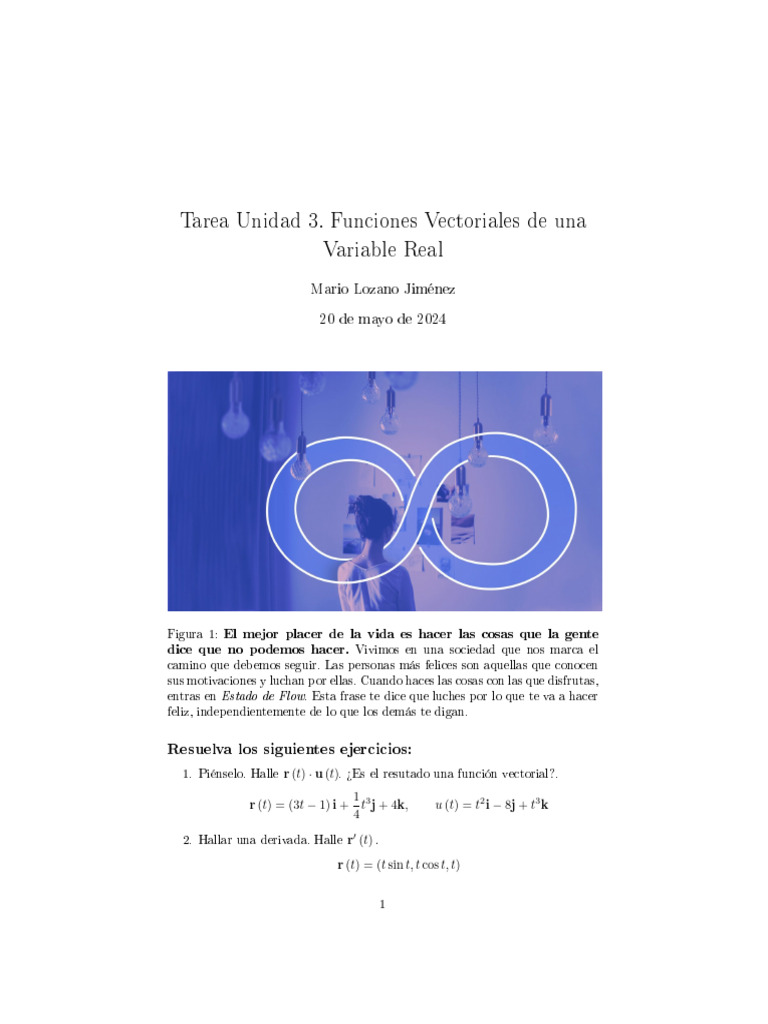 Tarea Unidad 3. Funciones Vectoriales de Una Variable Real | PDF ...