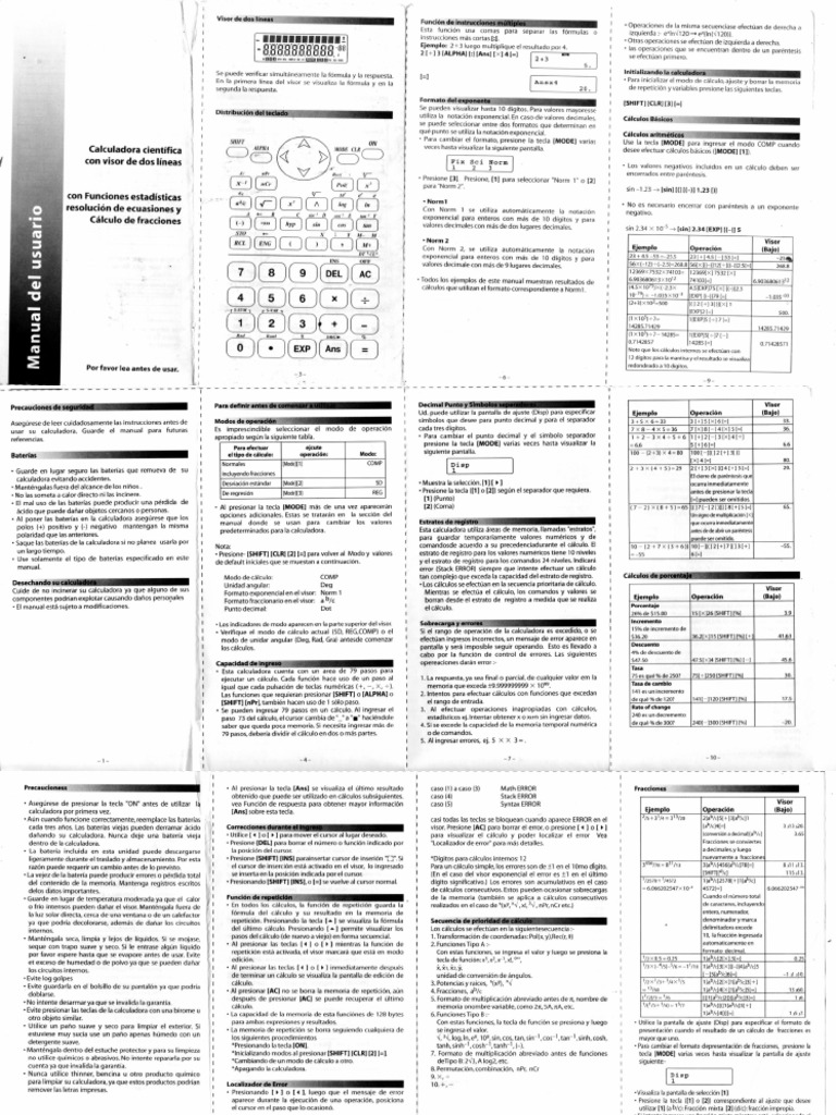 Manual de usuario_Calculadora científica Cifra SC-820 | PDF