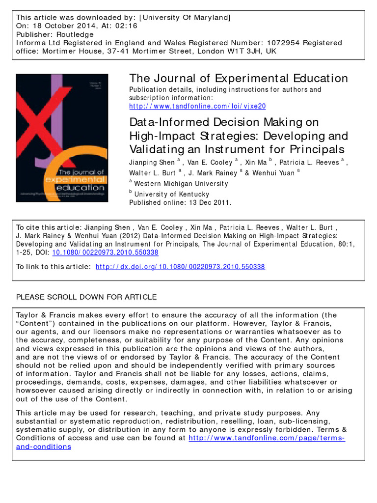 Data-Informed Decision Making On High-Impact Strategies: Developing and ... Data-Informed Decision Making On High-Impact Strategies: Developing and ...