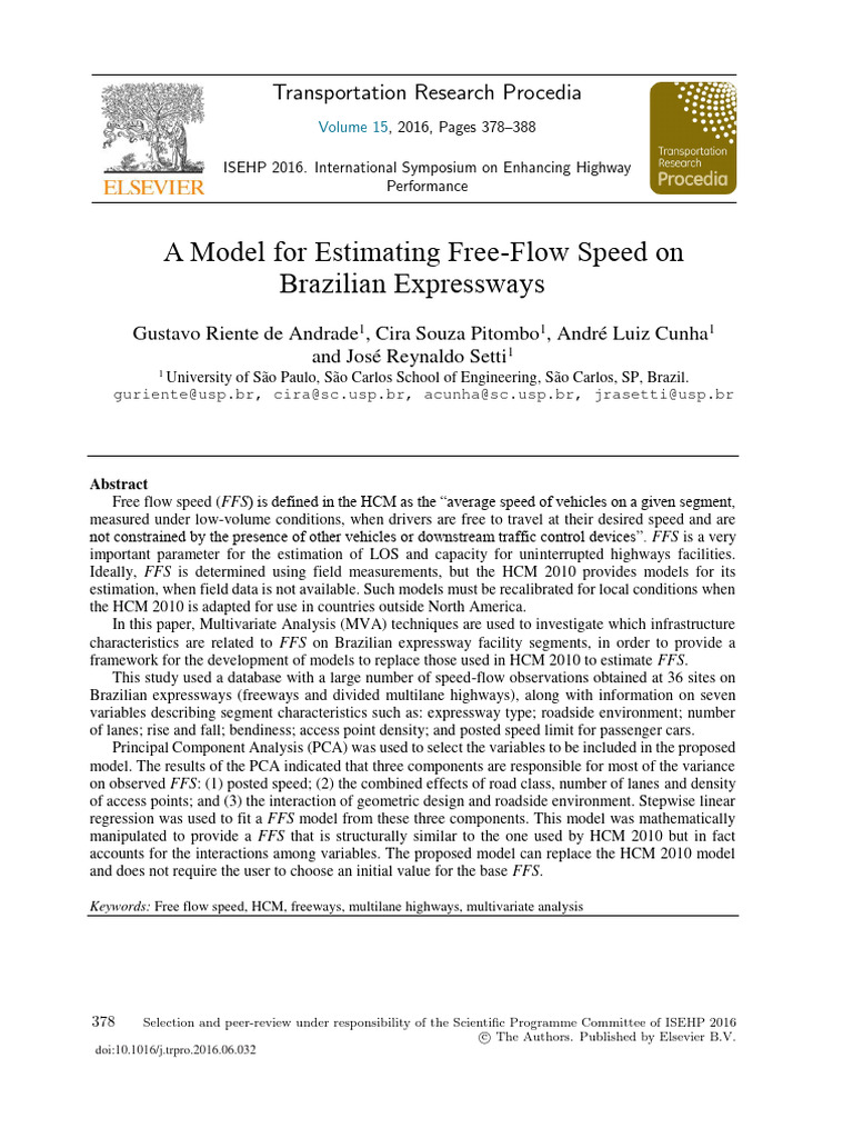 Estimating Free-Flow Speed on Brazilian Highways | PDF | Controlled ...
