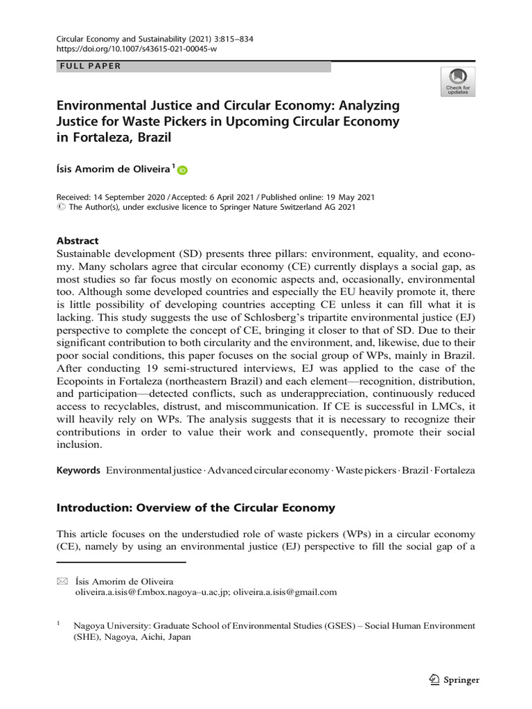 Environmental Justice and Circular Economy - Analyzing Justice For ...